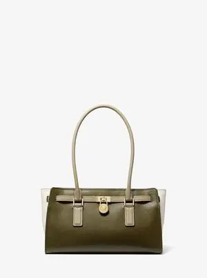 Michael Kors Hamilton Moderne Small Color-blocked Leather Satchel - Brown