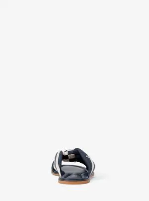 Michael Kors Elena Striped Linen Blend Slide Sandal