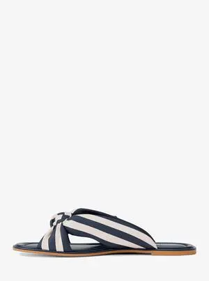 Michael Kors Elena Striped Linen Blend Slide Sandal