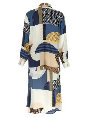 Fendi Patchwork Silk Midi Dress