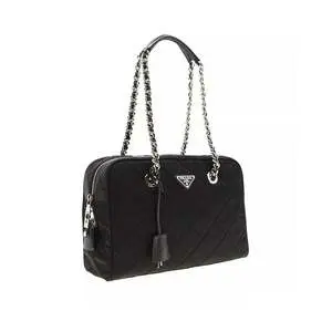 Prada Quilted Nylon Shoulder Bag With Chain Straps