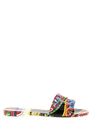 Dolce & Gabbana Bianca' Slides With 'carretto' Print - Multicolor