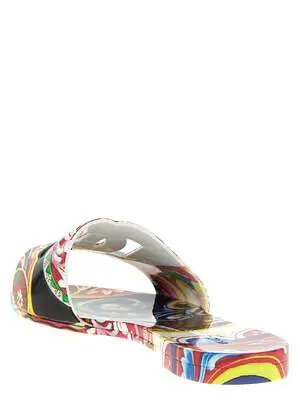 Dolce & Gabbana Bianca' Slides With 'carretto' Print - Multicolor