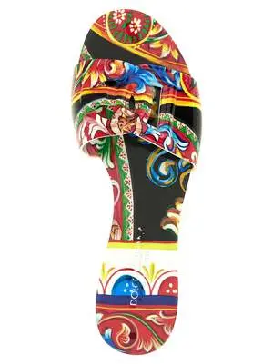Dolce & Gabbana Bianca' Slides With 'carretto' Print - Multicolor