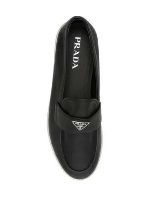 Prada Grained Leather Loafers - Black