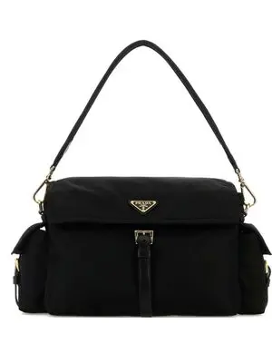 Prada Explore Large Re-nylon Shoulder Bag With Flap - Black
