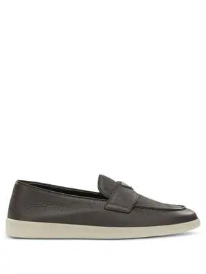 Prada Grained Leather Loafers - Brown