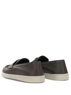Prada Grained Leather Loafers - Brown
