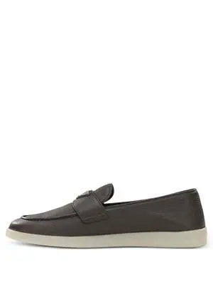 Prada Grained Leather Loafers - Brown