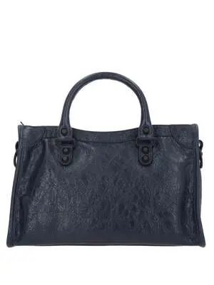 Balenciaga Le City Medium Bag In Arena Leather - Blue