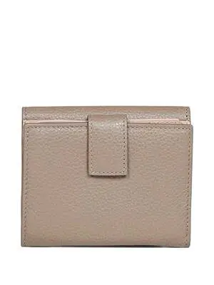 FERRAGAMO Gancini Grained Leather Compact Wallet - Gray