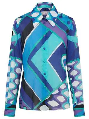 Emilio Pucci Vivara Print Cotton Shirt - Blue