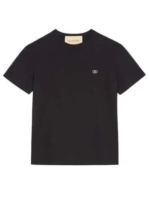 Valentino Garavani Cotton T-shirt With Vlogo Embroidery - Black