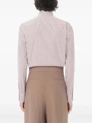 Valentino Garavani Cotton Poplin Striped Shirt With Vlogo Embroidery - Red