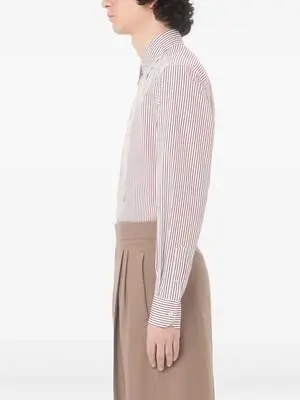 Valentino Garavani Cotton Poplin Striped Shirt With Vlogo Embroidery - Red