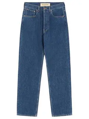 Valentino Garavani Denim Trousers With Vgold - Blue