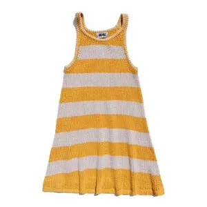 GIGI KNITWEAR Striped Cotton Tank Dress - Yellow