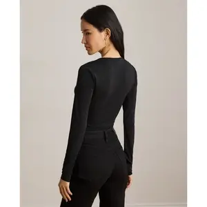 Ralph Lauren Jersey Asymmetrical Long-sleeve Top