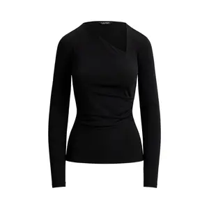 Ralph Lauren Jersey Asymmetrical Long-sleeve Top