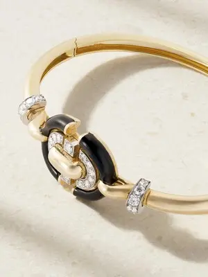 David Webb 18-karat Gold, Platinum, Diamond, And Enamel Bracelet