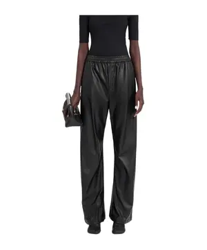 MAISON MARGIELA Light Pleather Wide-leg Trousers - Black