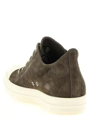 Rick Owens Low Top Suede Sneakers With Cap Toe