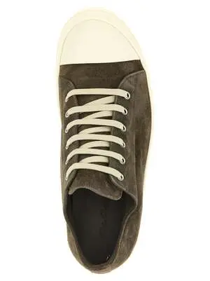 Rick Owens Low Top Suede Sneakers With Cap Toe