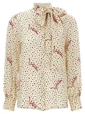Valentino Garavani Printed Silk Shirt With Lavalliere Collar - Multicolor