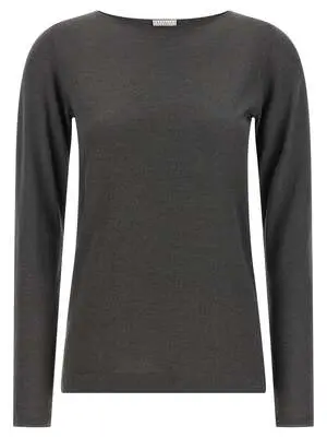 Brunello Cucinelli Sparkling Cashmere And Silk Knit Sweater - Gray