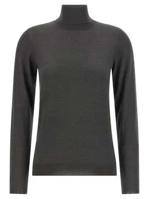 Brunello Cucinelli Sparkling Cashmere And Silk Knit Turtleneck Sweater - Gray
