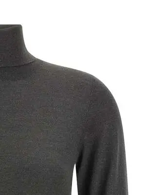 Brunello Cucinelli Sparkling Cashmere And Silk Knit Turtleneck Sweater - Gray