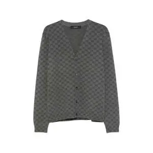 Gucci Gg Supreme Pattern V-neck Cardigan - Gray
