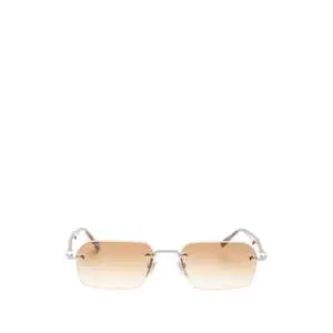 Gucci Rimless Rectangle Sunglasses With Interlocking G Logo - Brown