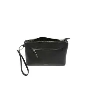 TOM FORD Grained Leather Zip Clutch With Wrist Strap