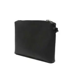 TOM FORD Grained Leather Zip Clutch With Wrist Strap