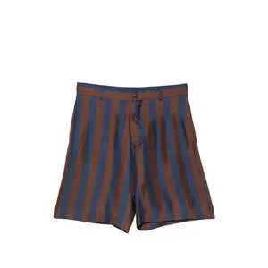 Fendi Silk Vertical Stripe Bermuda Shorts - Blue