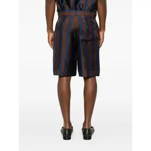 Fendi Silk Vertical Stripe Bermuda Shorts - Blue