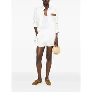 Fendi Linen Blend Shirt With Ff Logo Buckle Belt