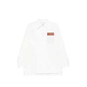 Fendi Linen Blend Shirt With Ff Logo Buckle Belt - White