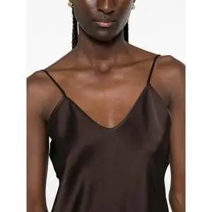 Max Mara Dark Satin V-neck Spaghetti Strap Camisole