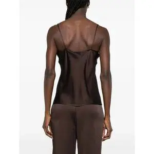 Max Mara Dark Satin V-neck Spaghetti Strap Camisole
