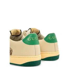 Gucci Embellished Lace-up Sneakers With Green Accents