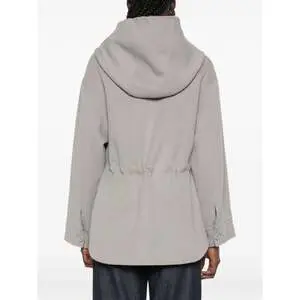 Max Mara Grey Wool Hooded Zip-up Jacket