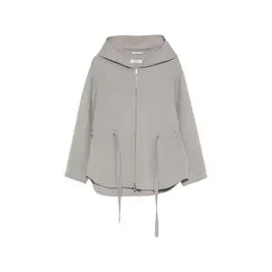 Max Mara Grey Wool Hooded Zip-up Jacket - Gray