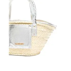 Jacquemus Woven Raffia Tote Bag With Leather Trim