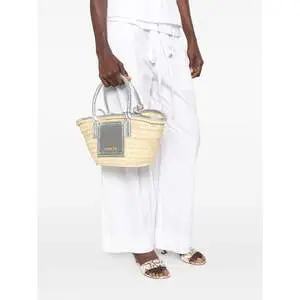 Jacquemus Woven Raffia Tote Bag With Leather Trim