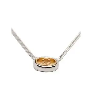 Gucci Tone Curb Chain Necklace With Interlocking G Pendant