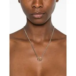 Gucci Tone Curb Chain Necklace With Interlocking G Pendant