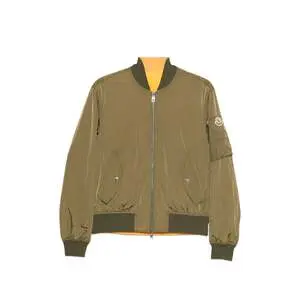 Moncler Bomber Jacket With Logo Patch - Green