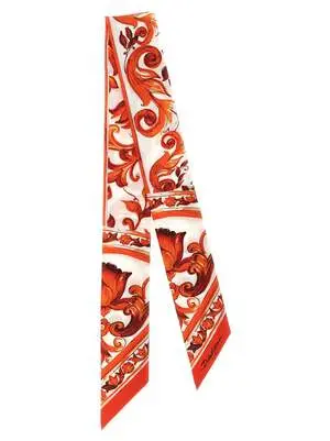 Dolce & Gabbana Maiolica Print Silk Twill Bandeau - Orange